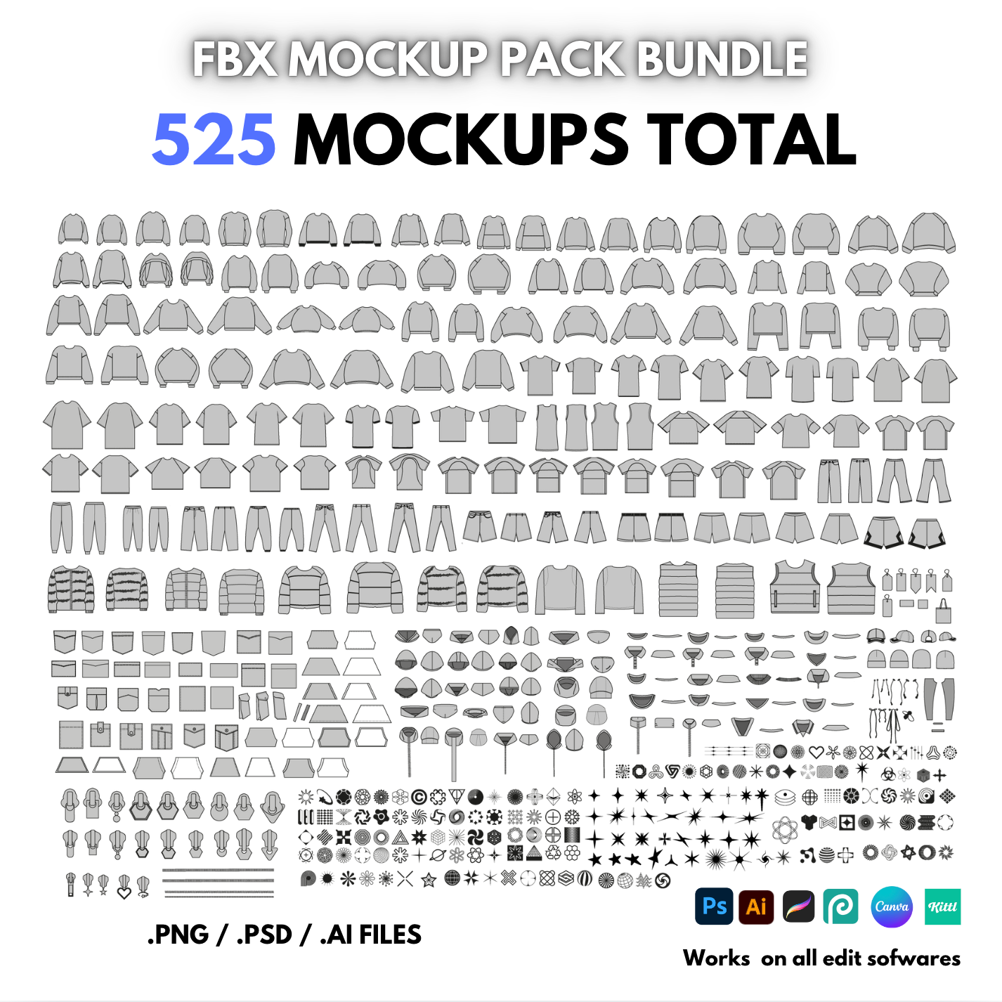 FBX Mockup Pack Bundle (525 Mockups) – FBX Designs
